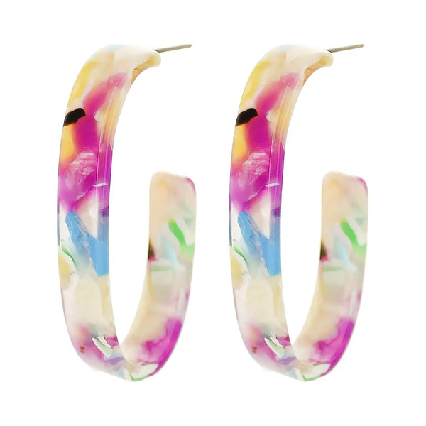 Multi Colored Resin Elongated Hoops: Multi – The Chelsea Gunn Collection